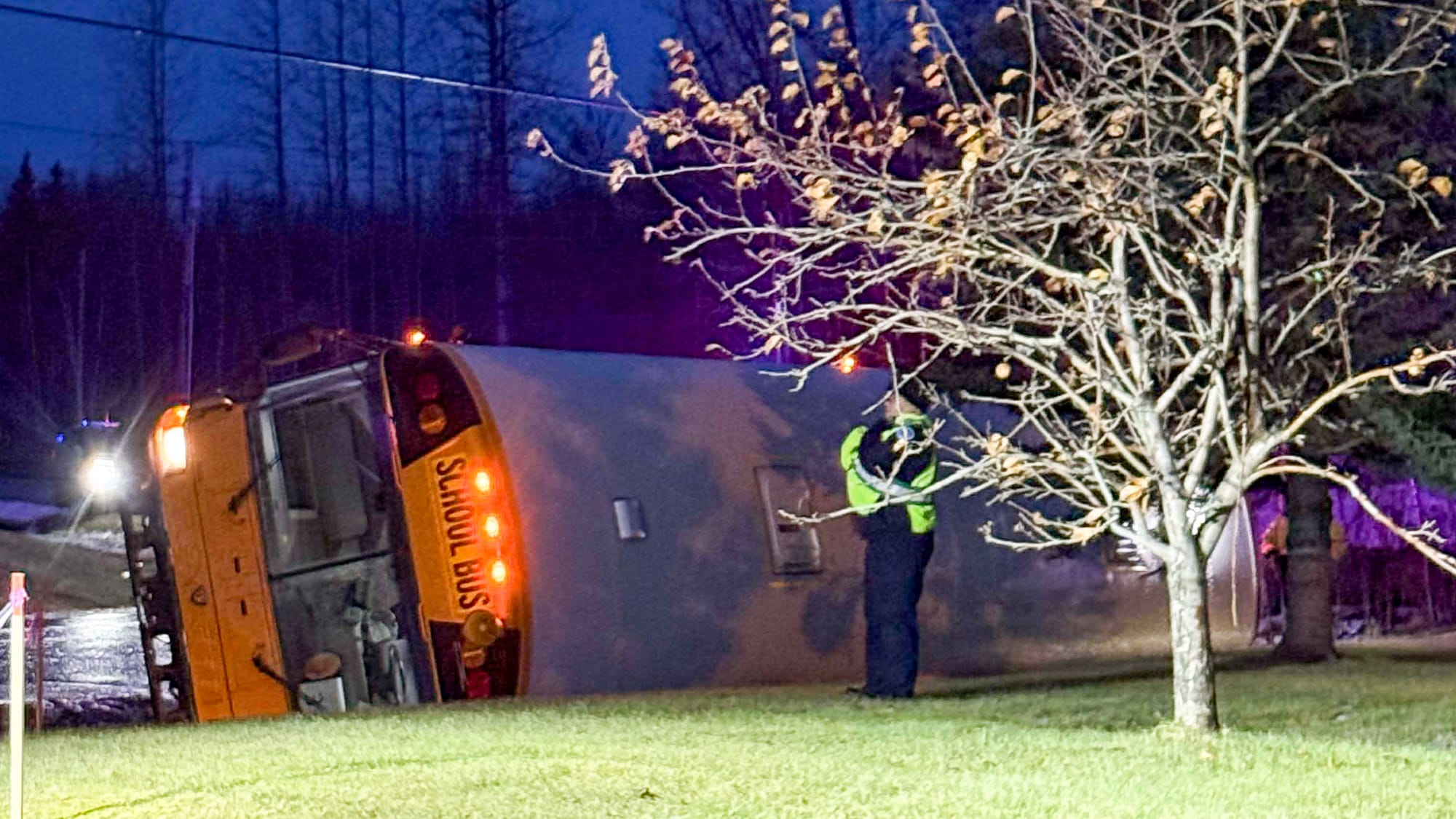 Mat-Su school bus carrying 9 students tips over on icy road; no serious ...
